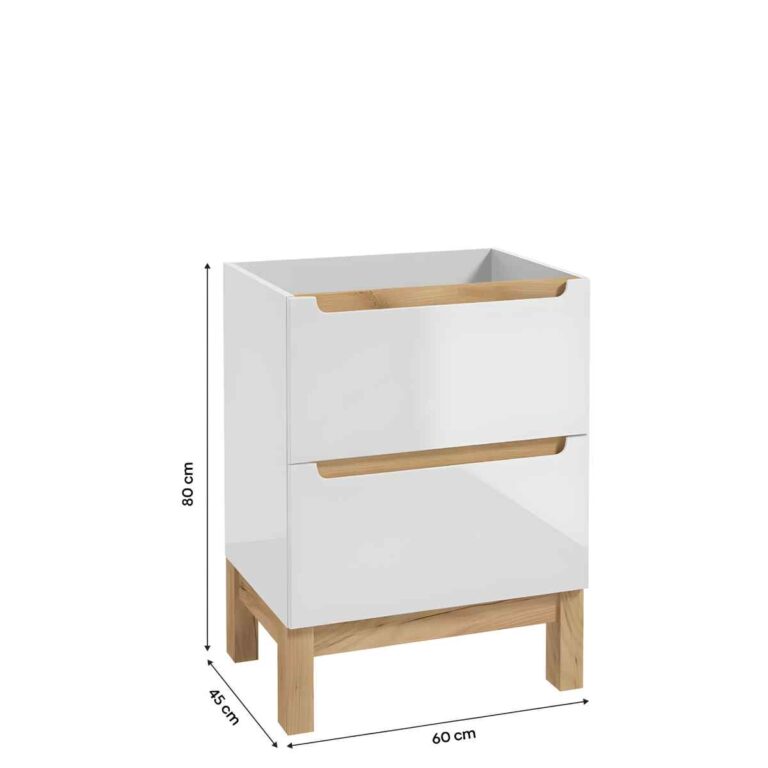 Sahtlitega valamukapp SPACE SYSTEM D60, valge kõrgläige, 60 cm ...